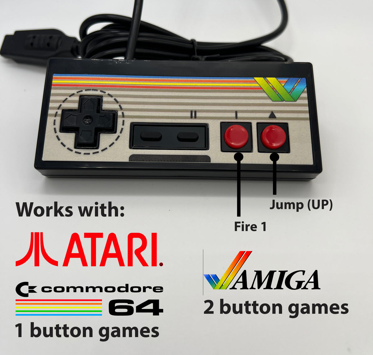 Amiga Controller Gamepad Commodore 64 Control Pad Power Stick 3 button ...
